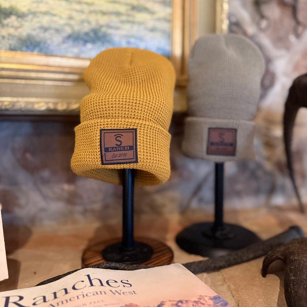 Covered S Ranch Beanie-Waffle Texture with Leather Patch