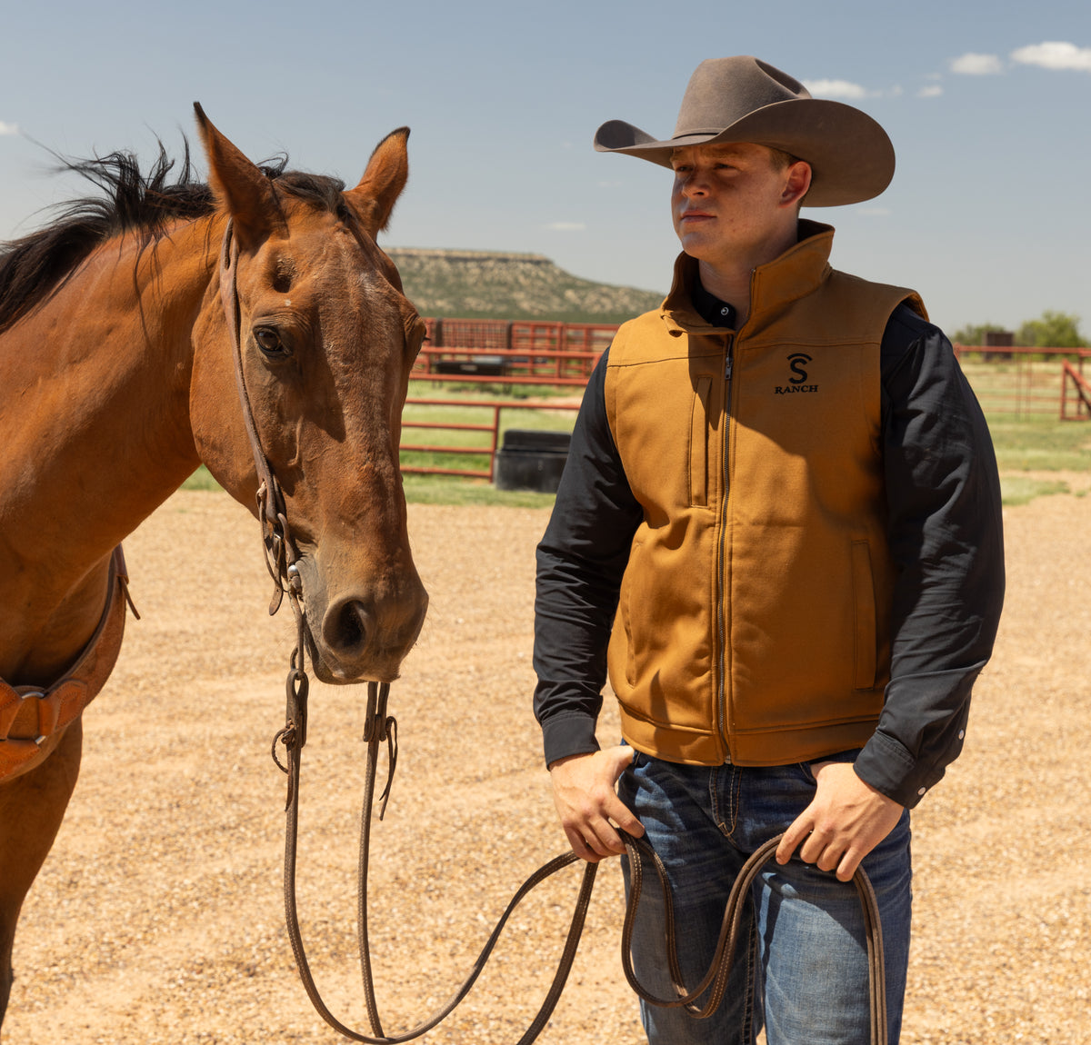 Covered S Ranch Brown Canvas Ranch Adult Vest